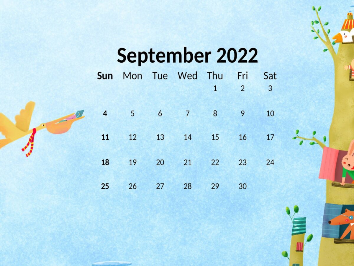 Cute September 2022 Calendar Desktop Wallpaper