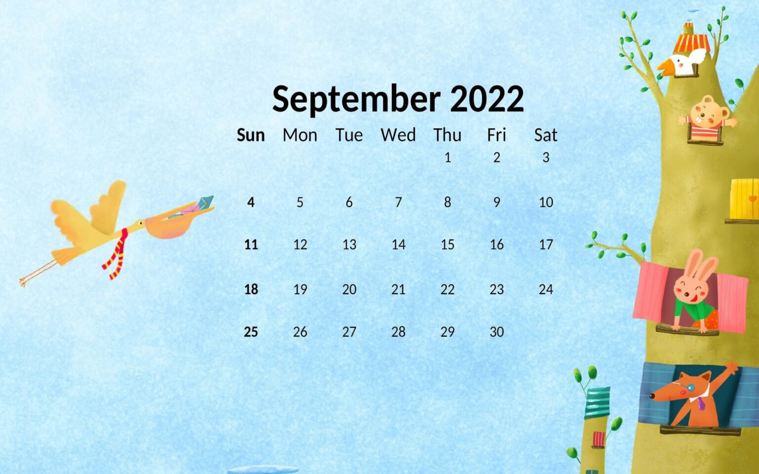 Cute September 2022 Calendar Desktop Wallpaper