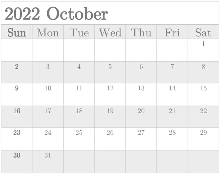 October 2022 Calendar With Holidays - Calendar Digital