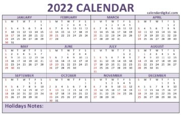 Printable 2022 Calendar With Holidays - Calendar Digital